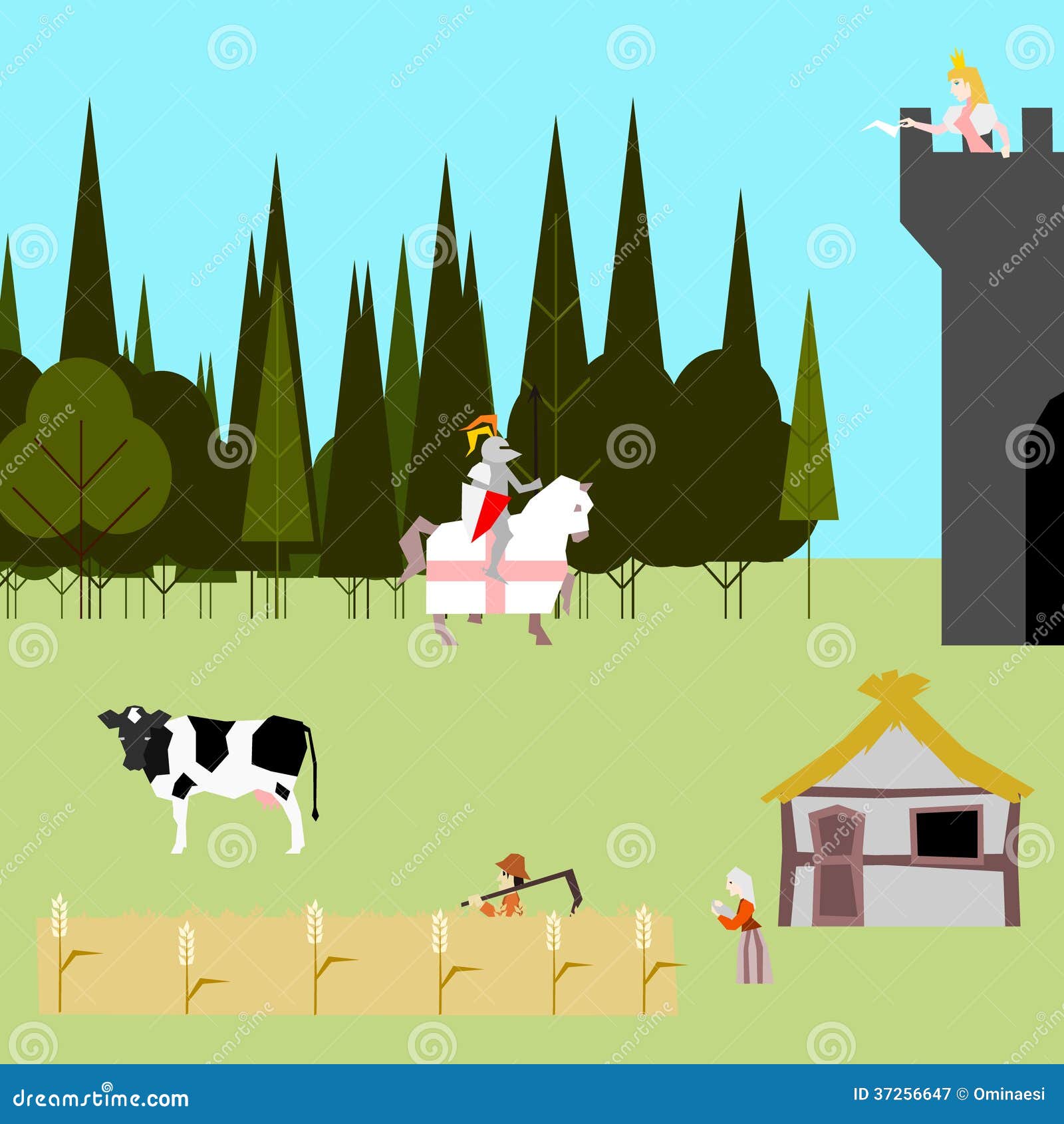 Peasants Family Man And Woman Medieval Isolated Characters Cartoon ...