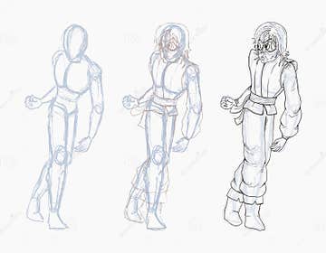 Medieval Man Draw Sketch Reference Stock Illustration - Illustration of ...