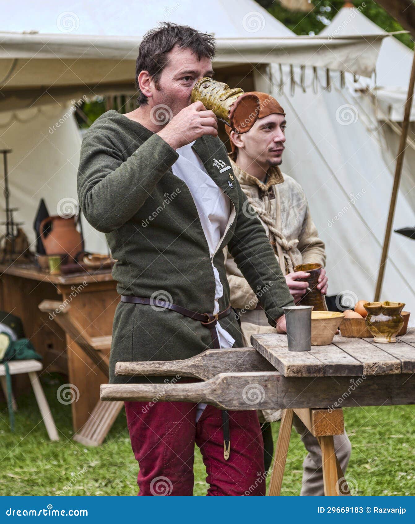 Medieval Man Drinking Wine editorial stock photo. Image of male - 29669183