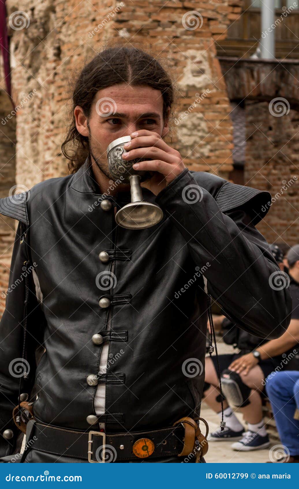 Medieval Man Drinking Wine editorial stock image. Image of nogent ...