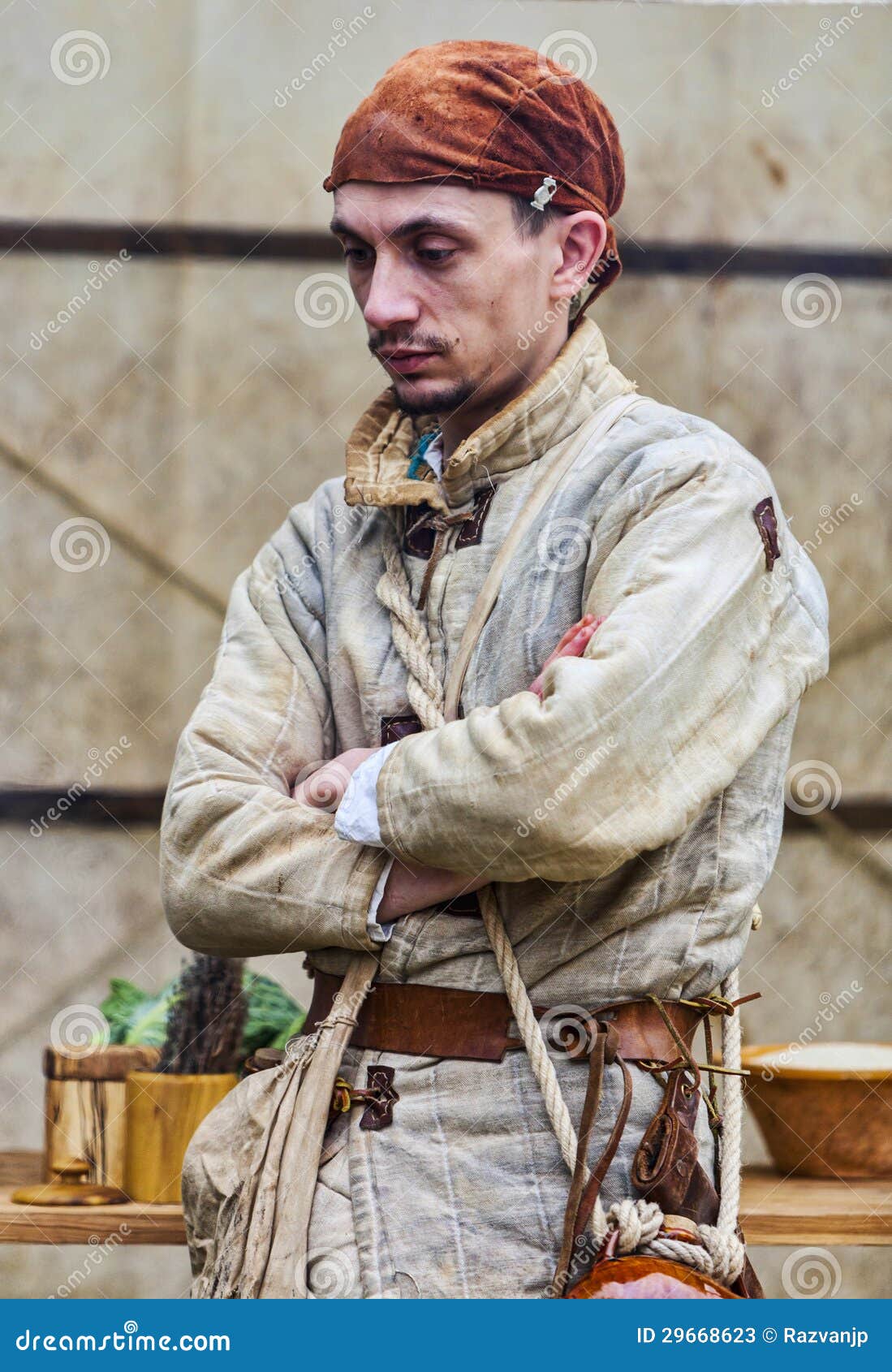 Medieval Man Preparing Food Editorial Stock Photo - Image of outside ...