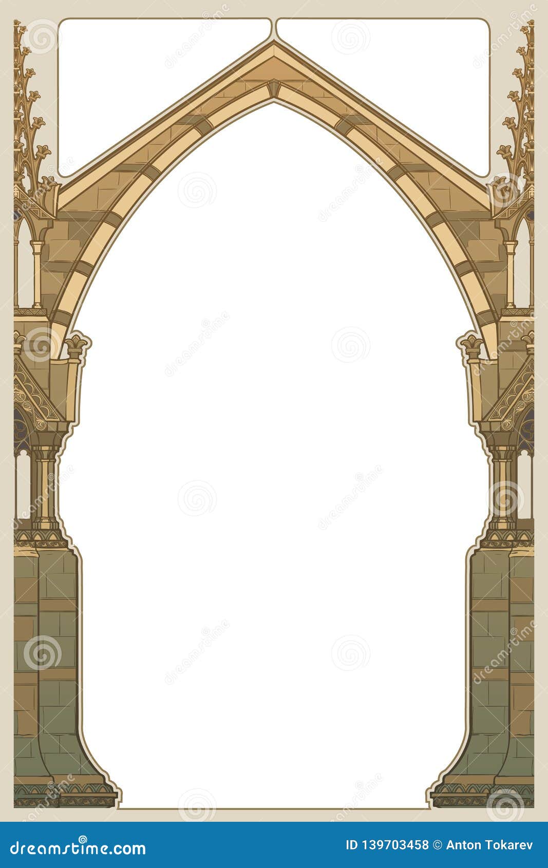 Medieval Manuscript Style Rectangular Frame. Gothic Style Pointed Arch ...