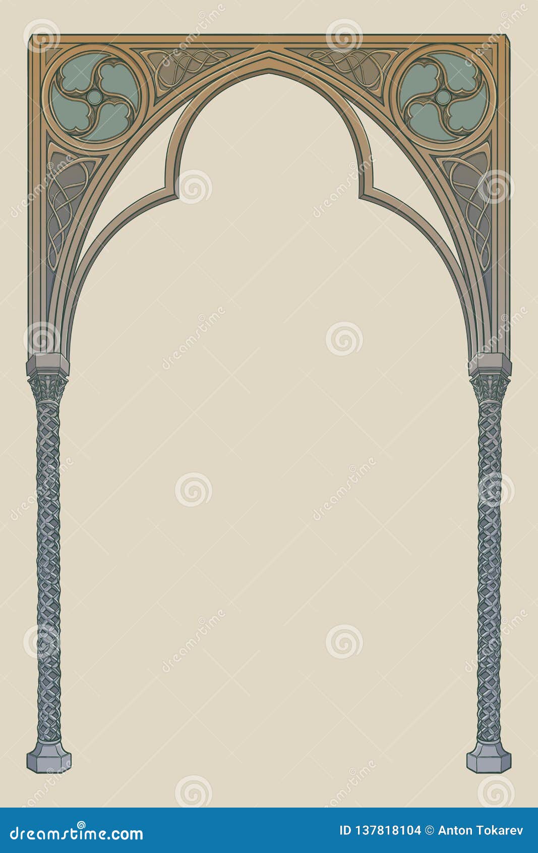 Medieval Manuscript Style Rectangular Frame. Gothic Style Pointed Arch ...