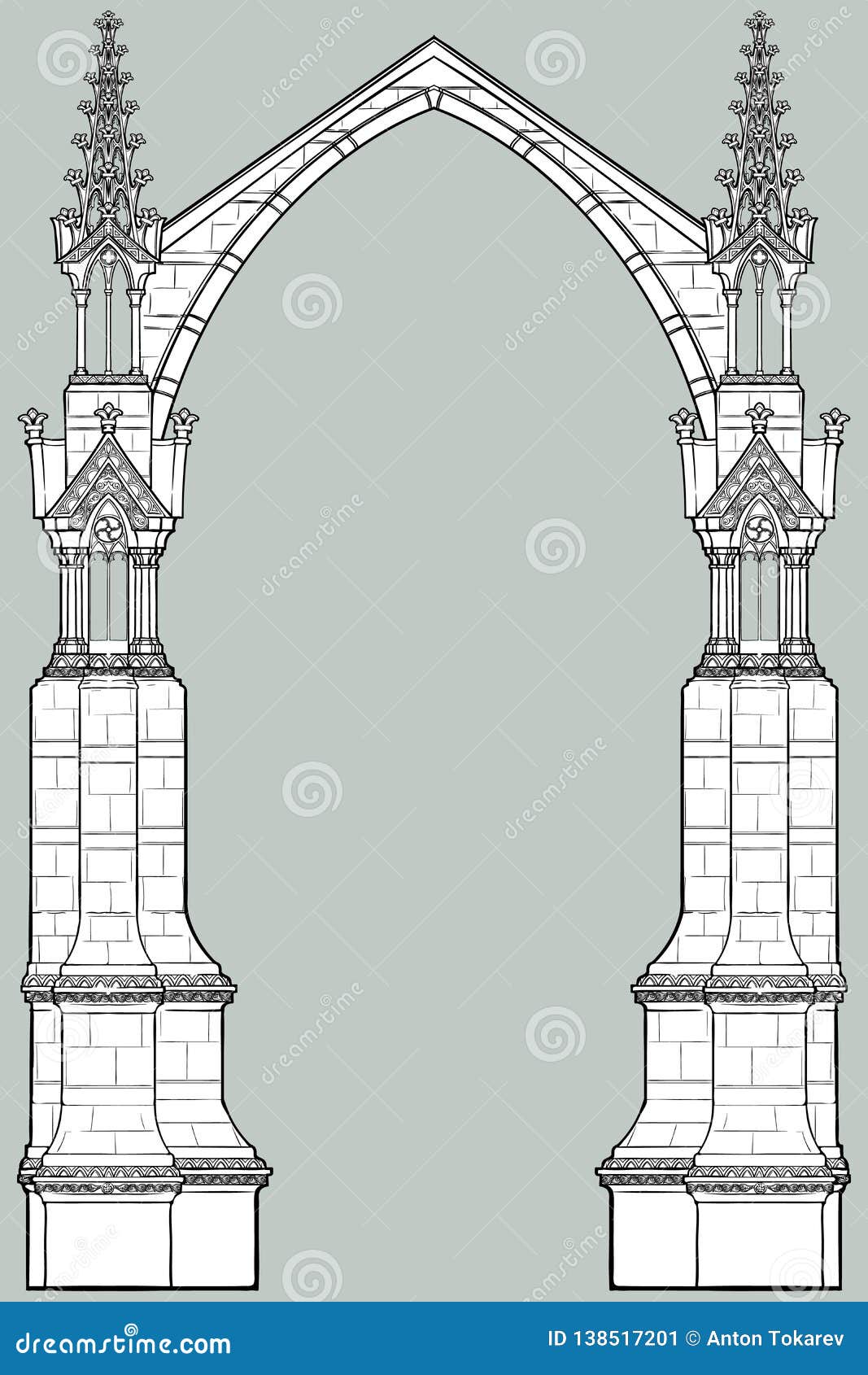 Medieval Manuscript Style Rectangular Frame. Gothic Style Pointed Arch ...