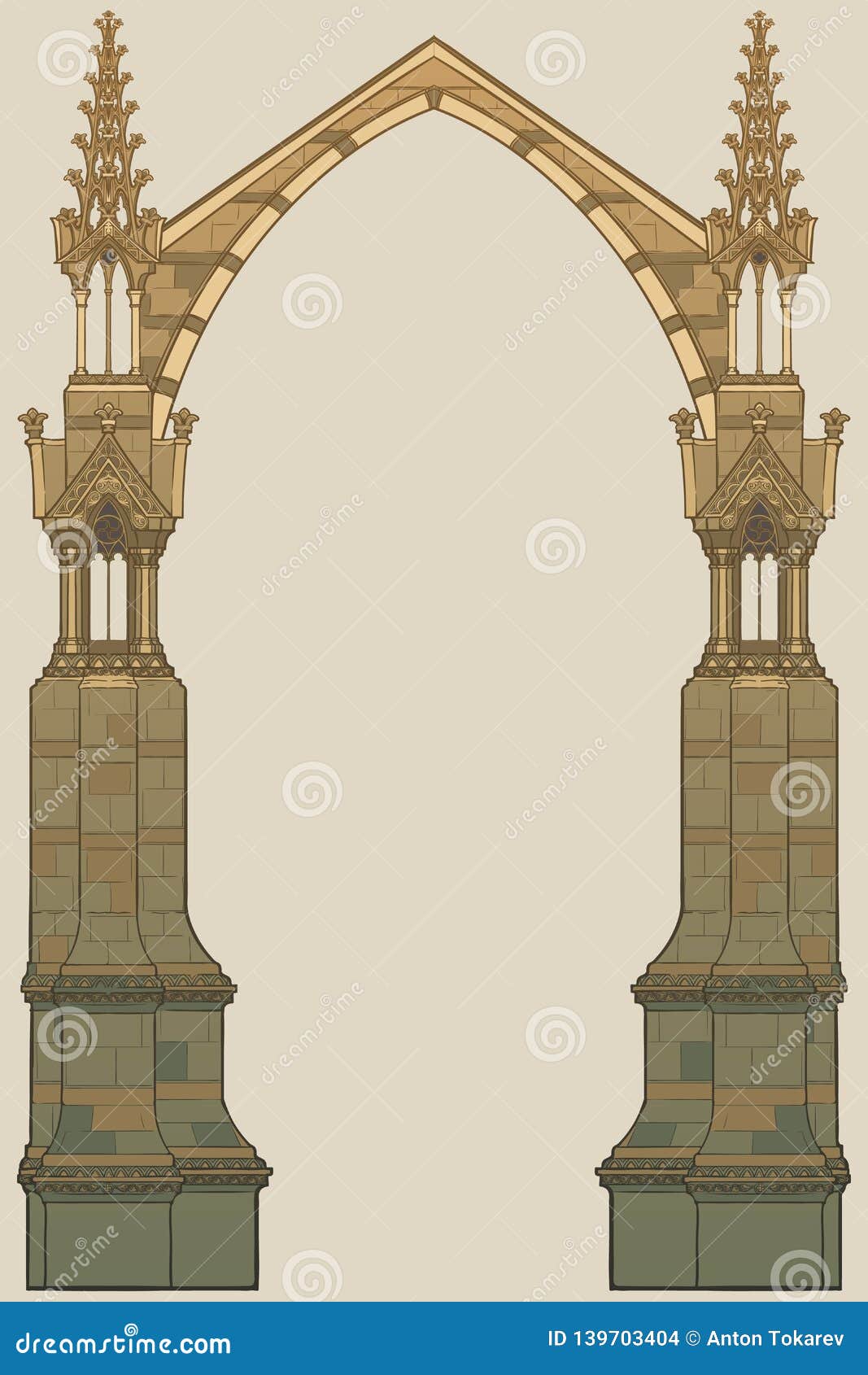 Medieval Manuscript Style Rectangular Frame. Gothic Style Pointed Arch ...