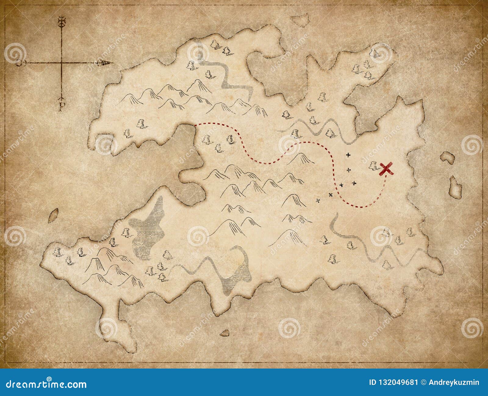 Treasure pirates` old map stock illustration. Illustration of point ...