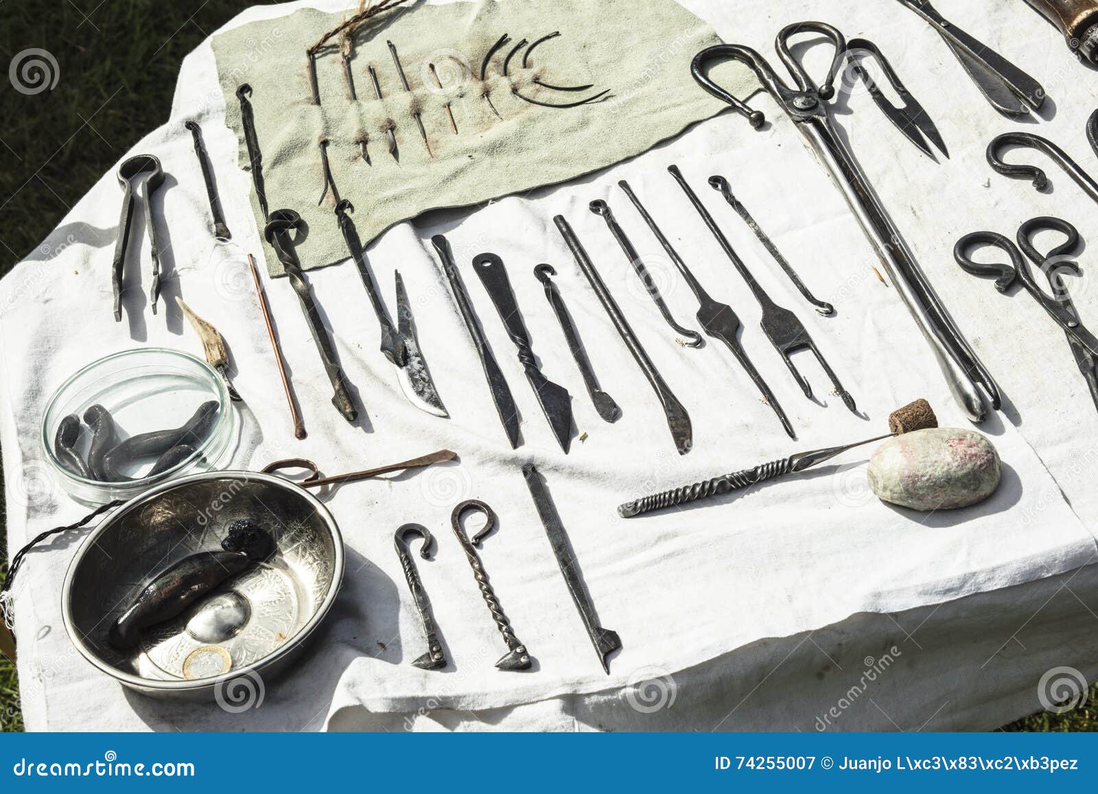 Medieval Medical Instruments on a Table. Stock Image - Image of ...