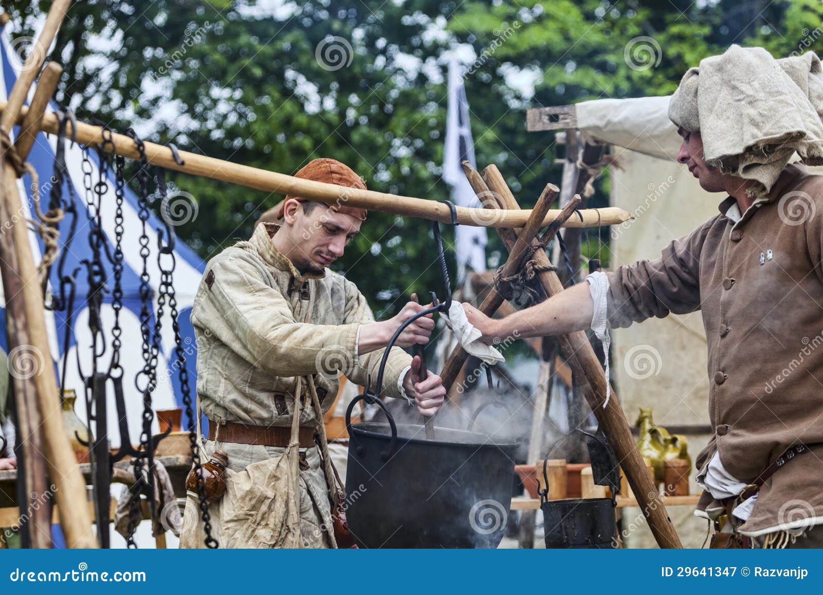 Medieval Men Preparing Food Editorial Photography - Image of kettle ...