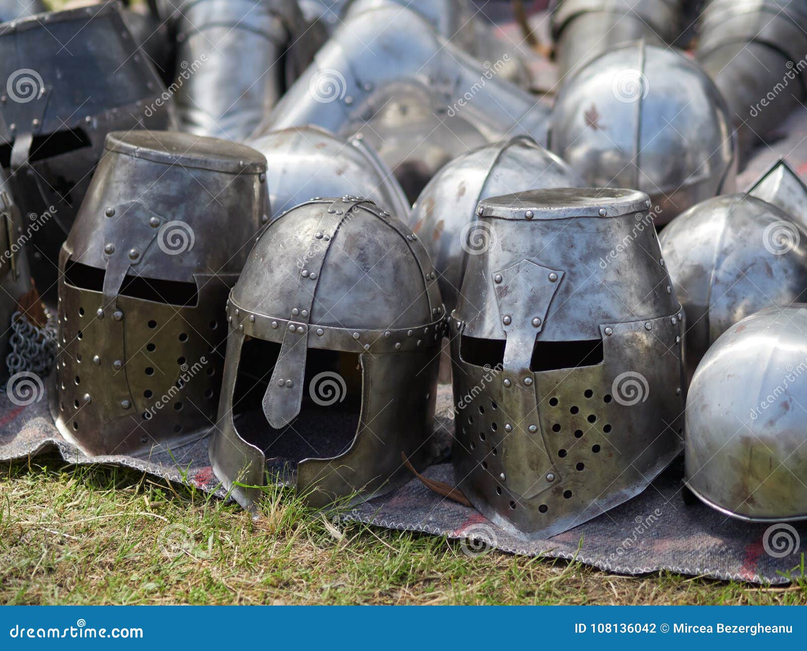Medieval metal helmet stock photo. Image of helmets - 108136042