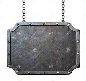 Medieval Metal Sign or Frame with Chains Isolated Stock Photo - Image ...