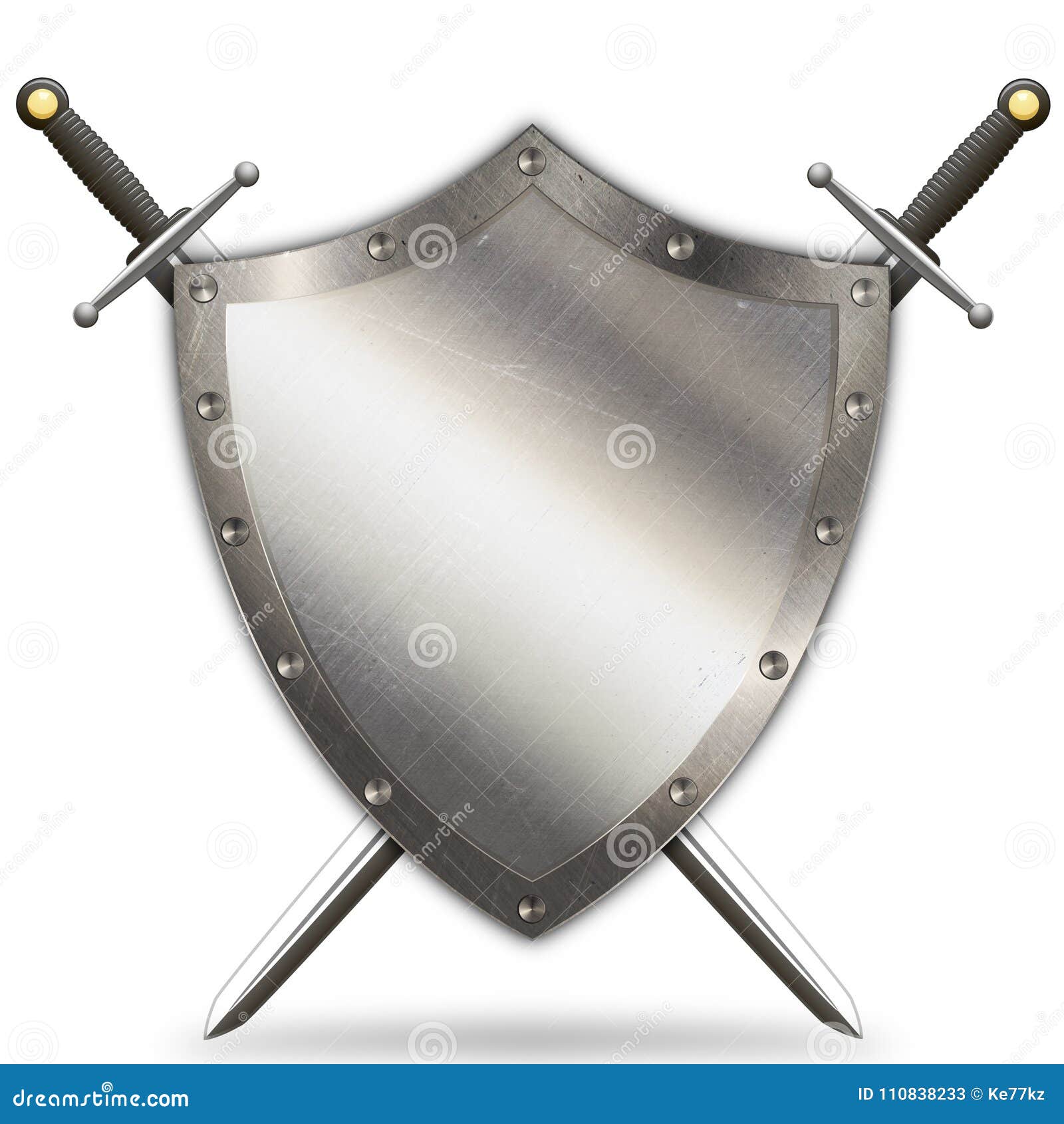 Antique Riveted Shield and Two Swords. Stock Illustration ...
