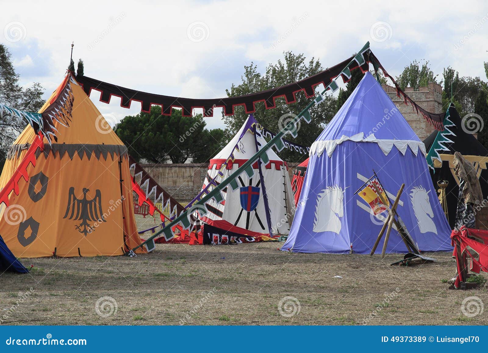 Medieval military camp stock image. Image of sunny, history - 49373389