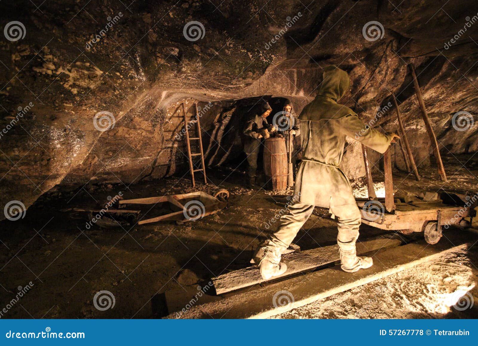 Medieval Miners at Work in Wieliczka Salt Mine Editorial Stock Photo ...
