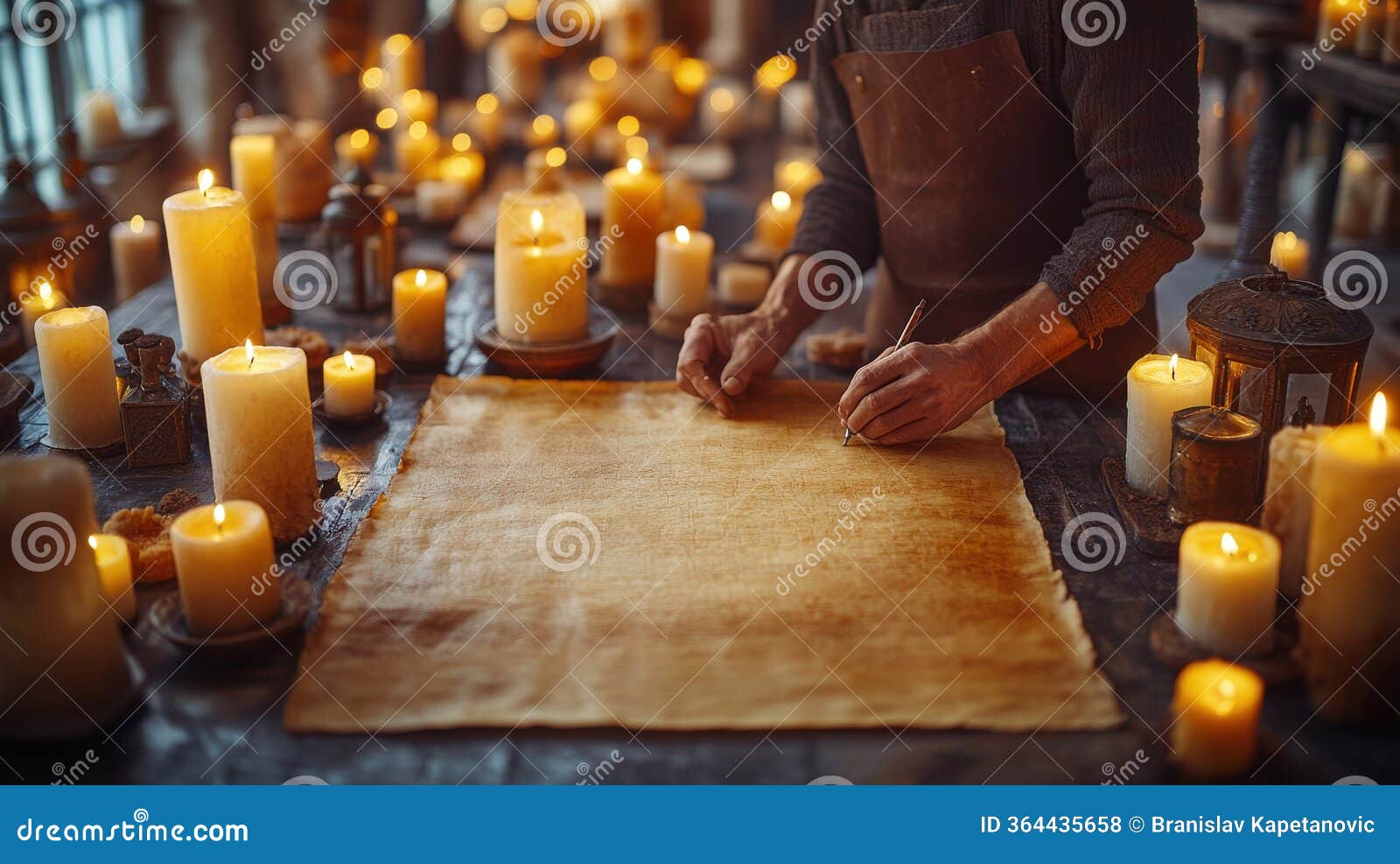 Medieval Monk Scribe Character Writing A Chronicle Of Contemporary ...