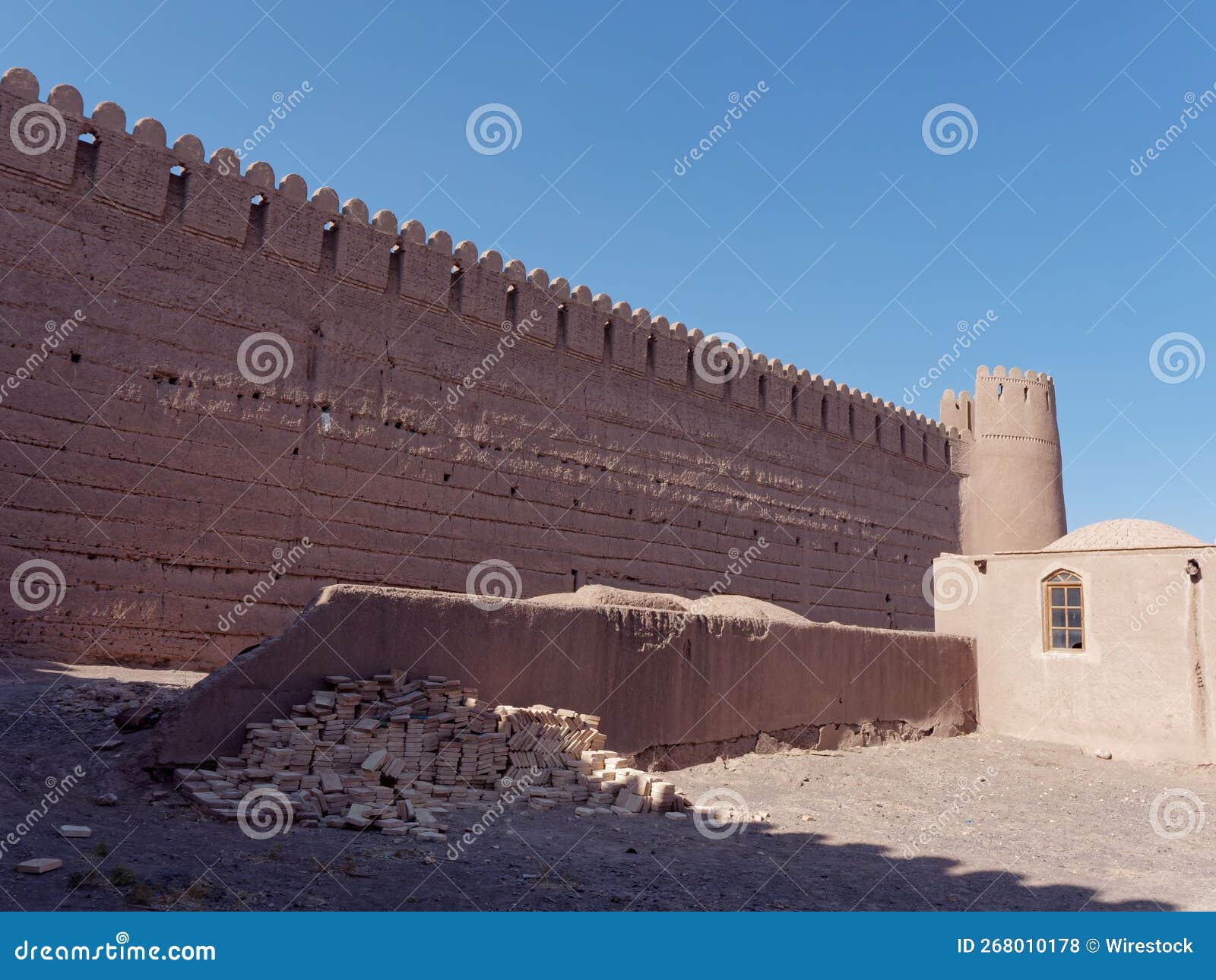 Medieval Mud Castle Ruins in Nushabad, Iran Stock Photo - Image of blue ...