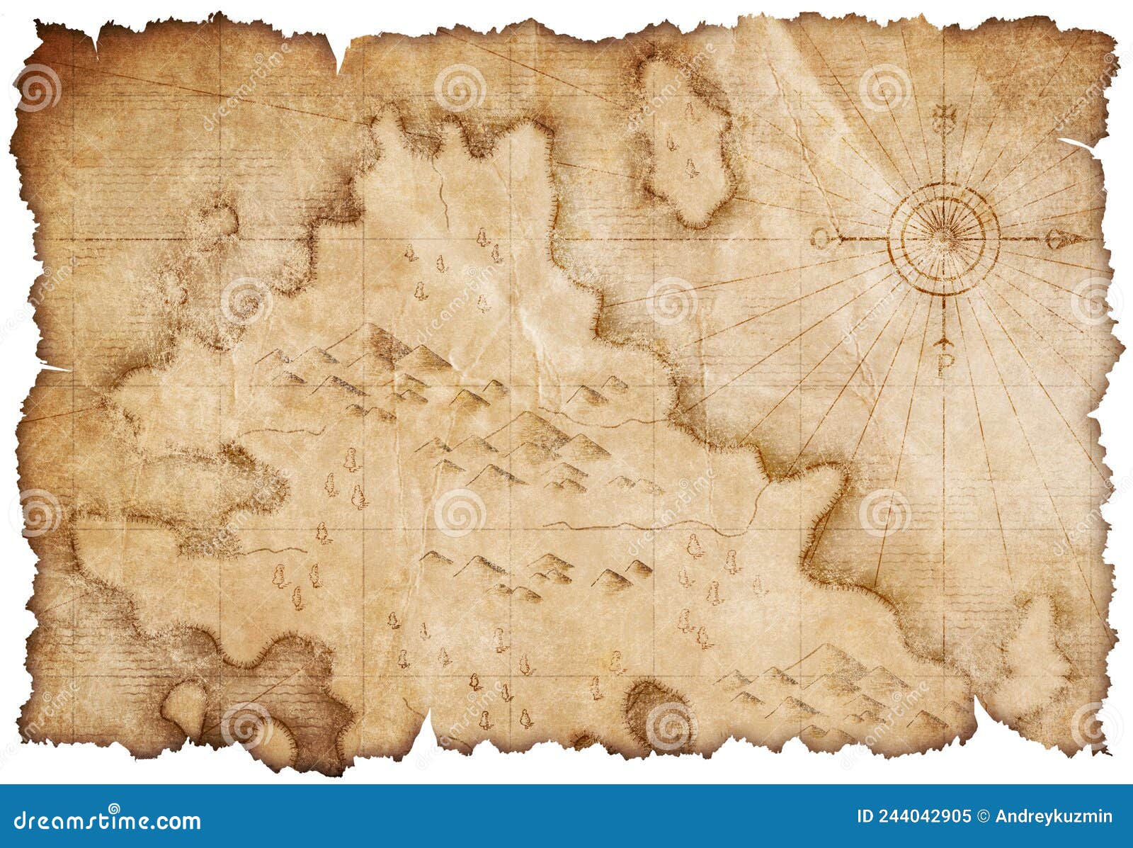 Medieval Nautical or Pirates Map Isolated Stock Image - Image of travel ...