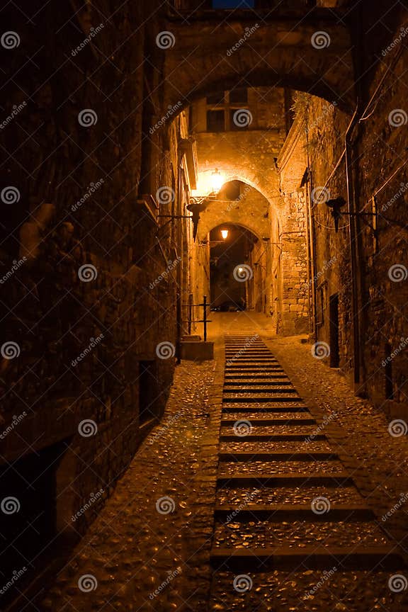Medieval night stock image. Image of lamps, night, light - 11094375