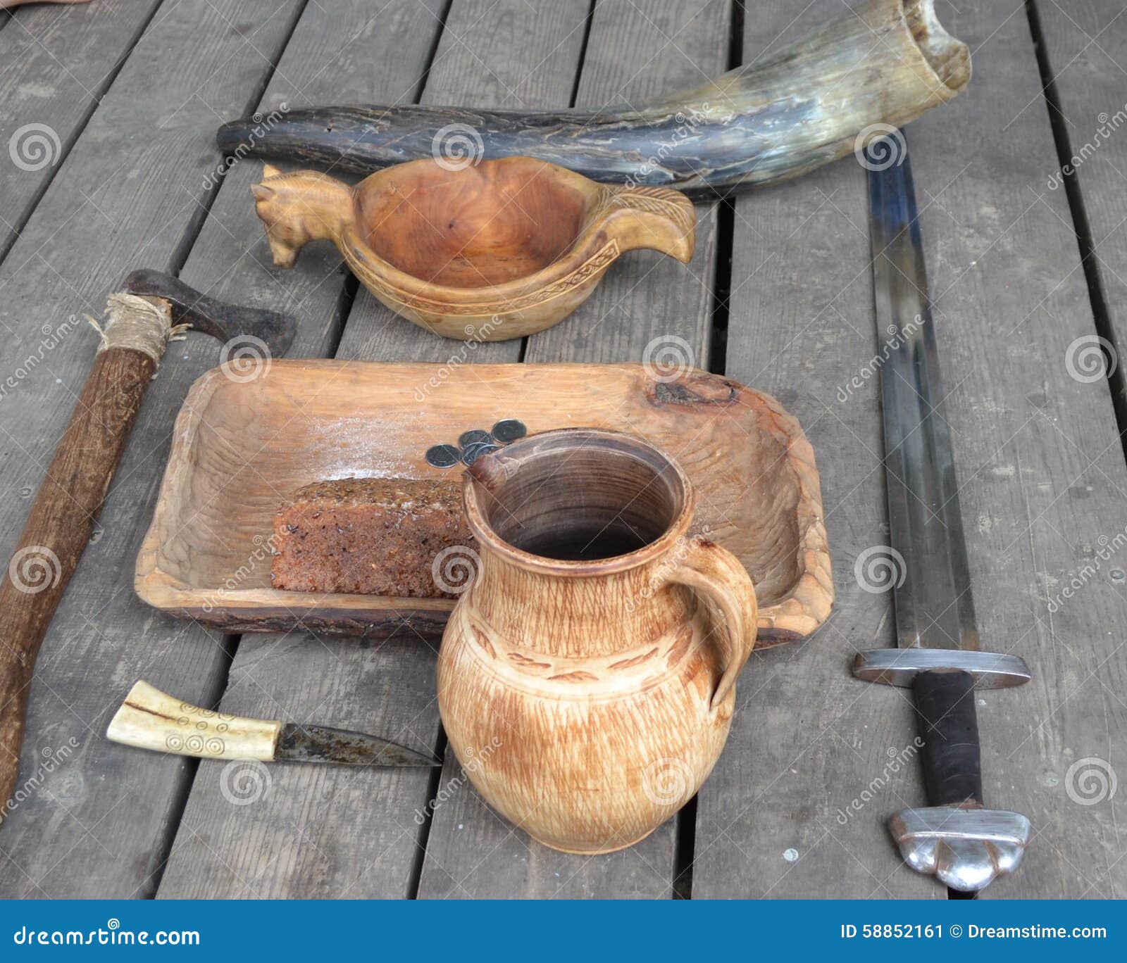 Medieval objects. stock image. Image of ears, clay, field - 58852161