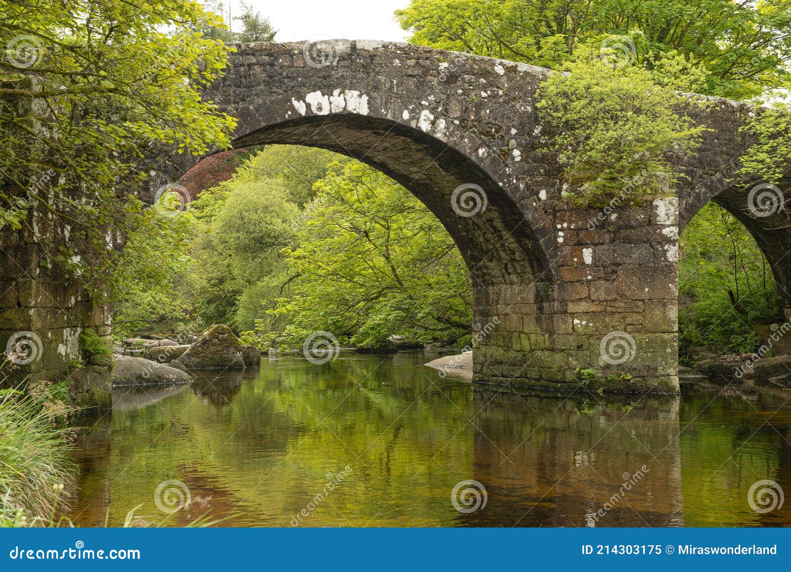 Medieval Old Stone Bridge Over an Idyllic Small River in a Green ...