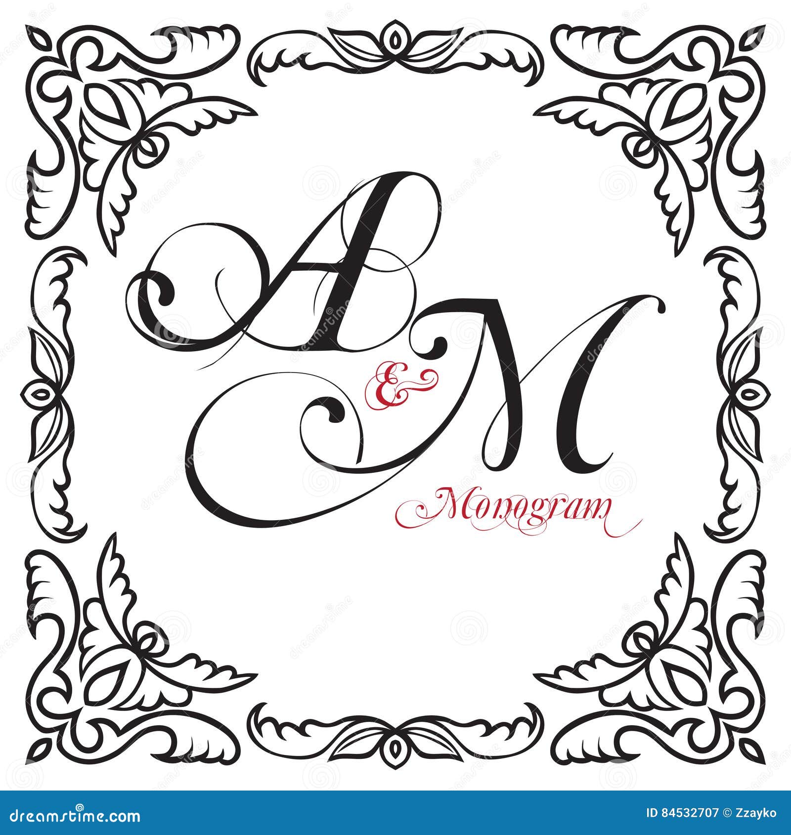 Medieval Oriental Ornamental Monograms, Framework Composition Stock ...