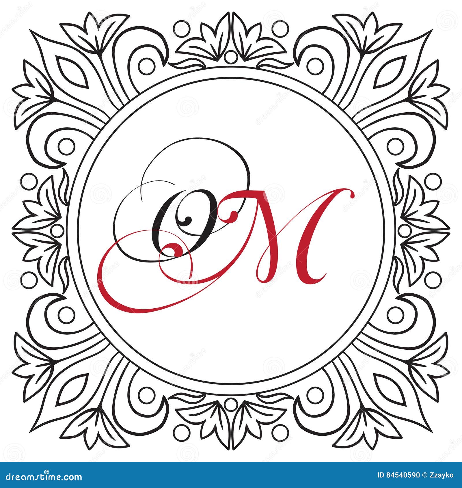 Medieval Oriental Ornamental Monograms, Framework Composition Stock ...