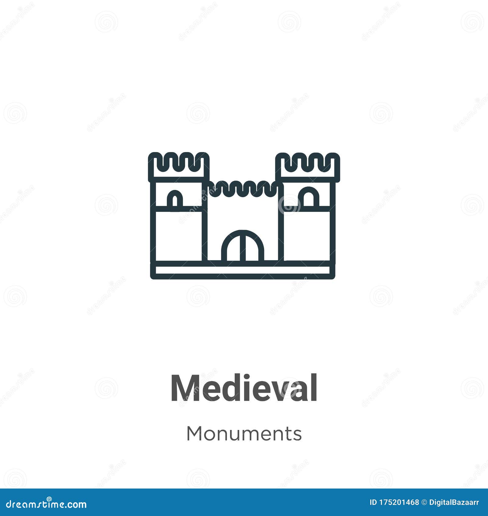 Medieval Outline Vector Icon. Thin Line Black Medieval Icon, Flat ...