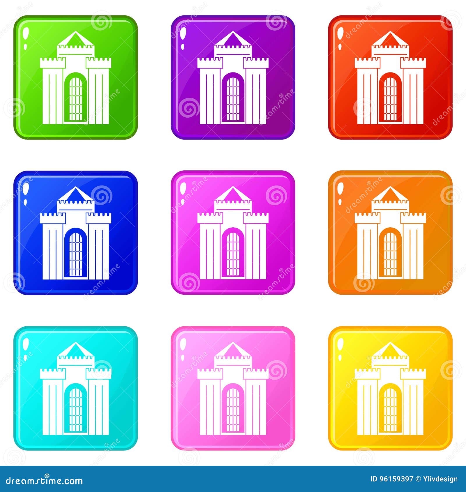 Medieval Palace Icons 9 Set Stock Vector - Illustration of architecture ...