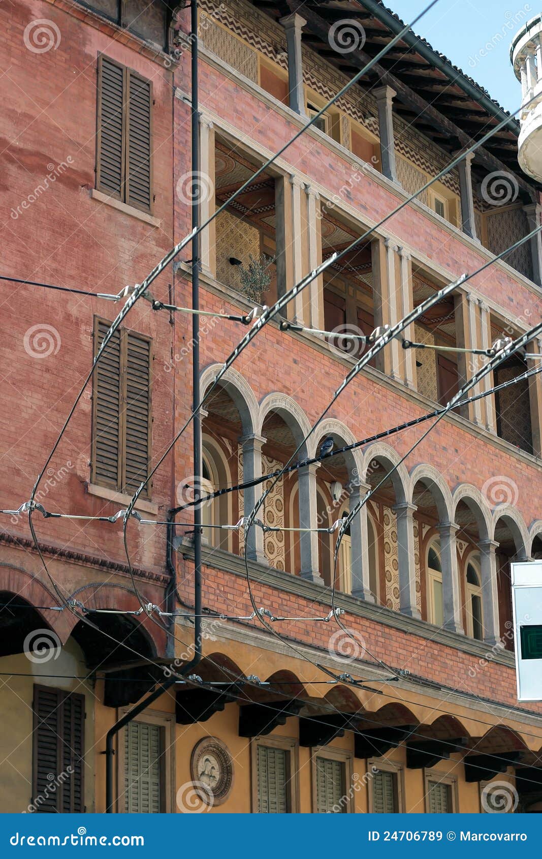 Medieval Palace and Trolley Bus Lines Stock Image - Image of italy ...