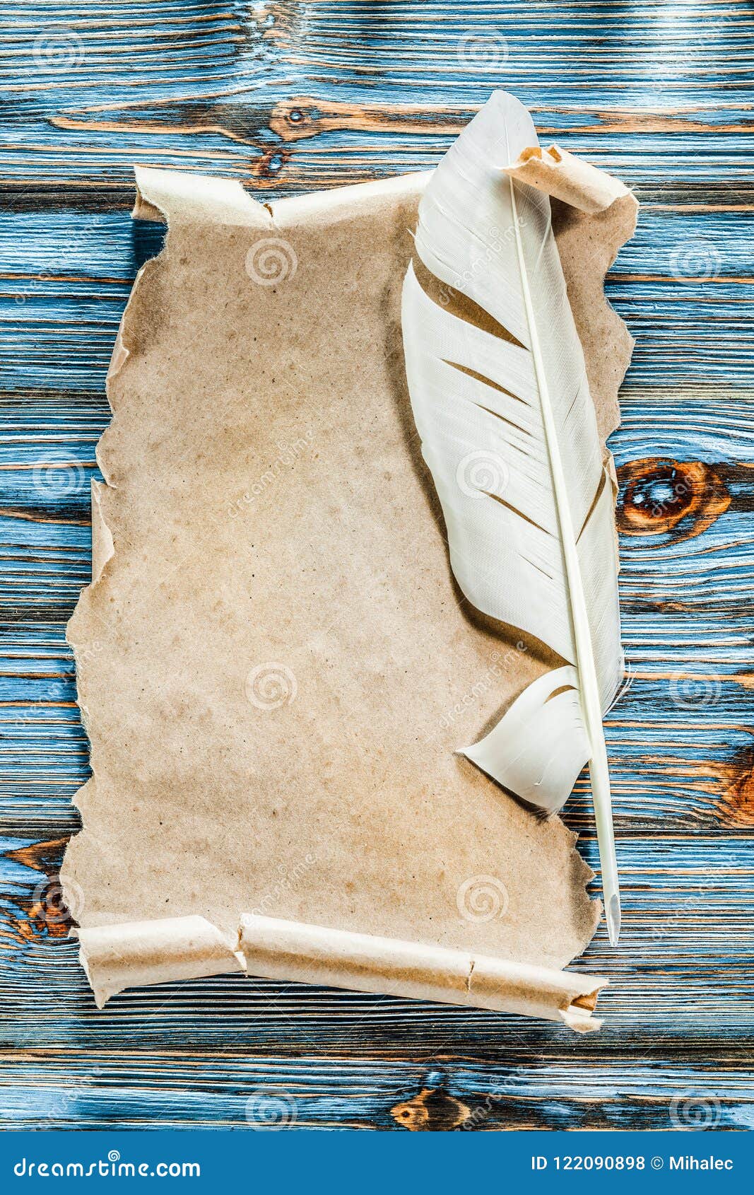 Medieval Paper Scroll Plume Present Box On Black Background Stock Image ...