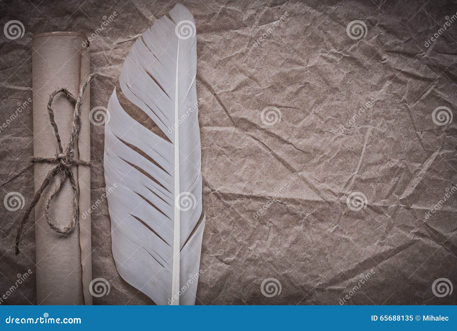Medieval Paper Scroll Plume Present Box On Black Background Stock Image ...