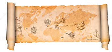 Medieval Parchment Scroll with Ancient Map. Stock Illustration ...