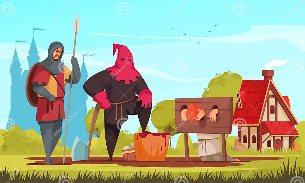 Medieval People Execution Composition Stock Vector - Illustration of ...