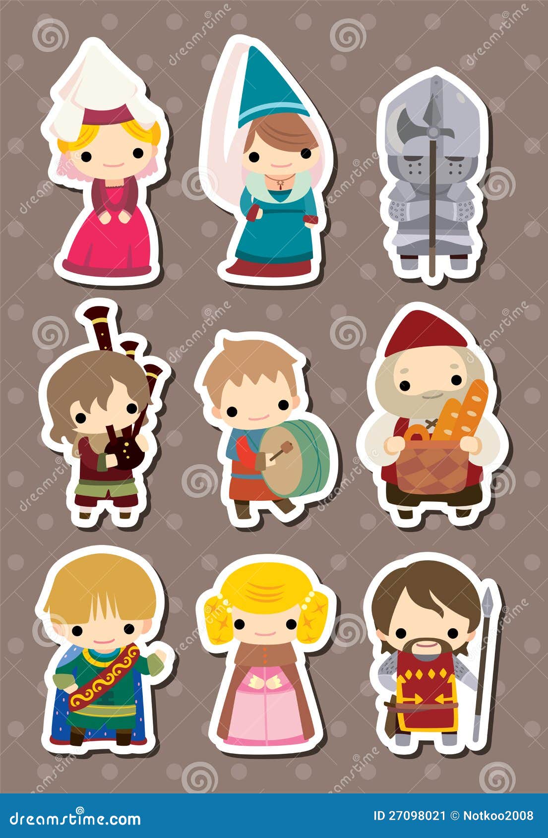 Medieval People Set. Princess, Queen, Blacksmith European Middle Ages ...