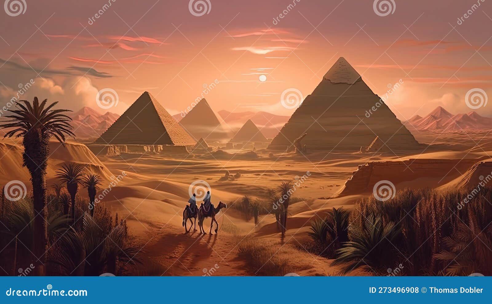Medieval Period Panorama in Egypt Stock Illustration - Illustration of ...