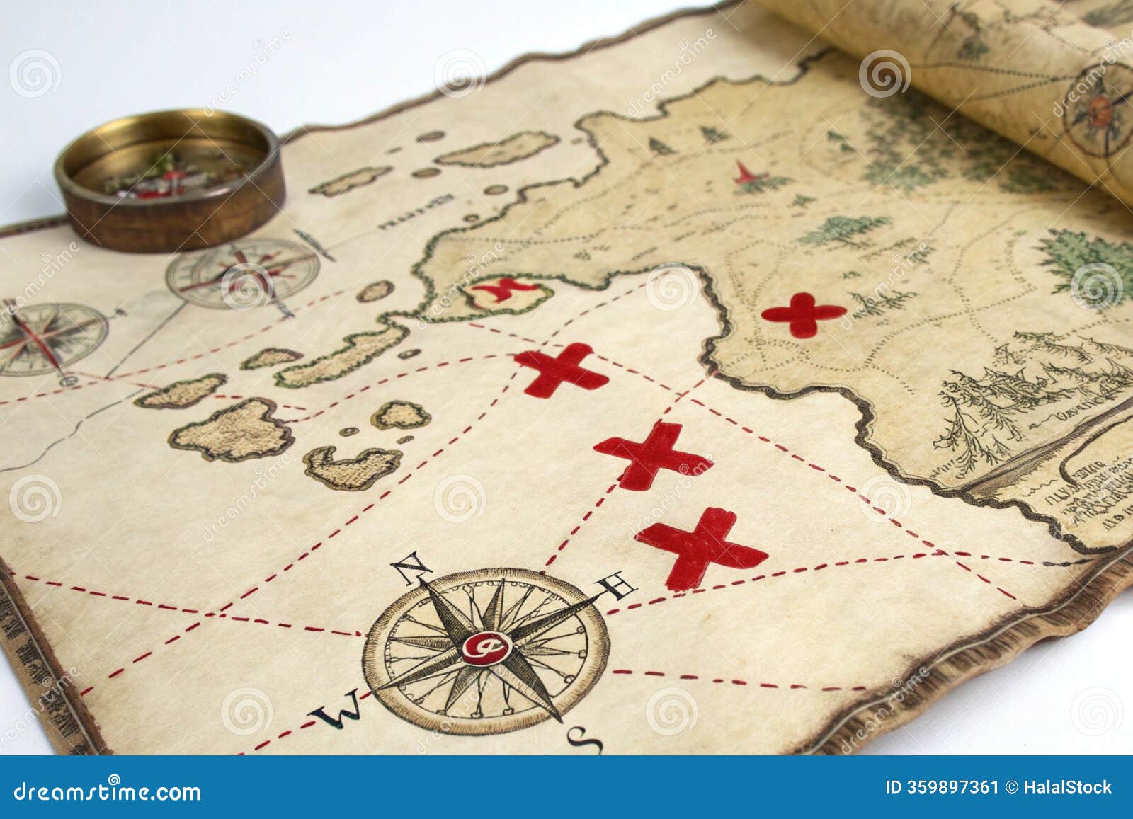 Medieval Pirates Map â€ Hidden Treasure Marked Stock Illustration ...