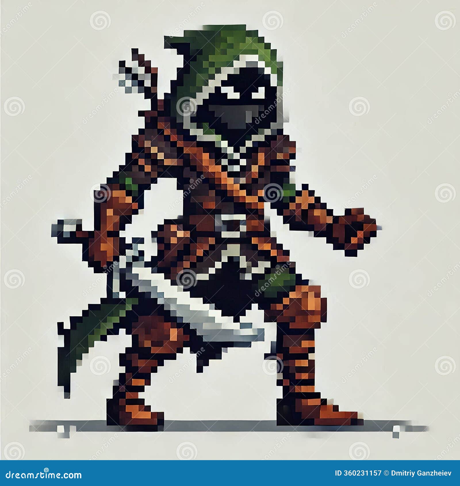 Medieval Pixel Assassin stock illustration. Illustration of cunning ...