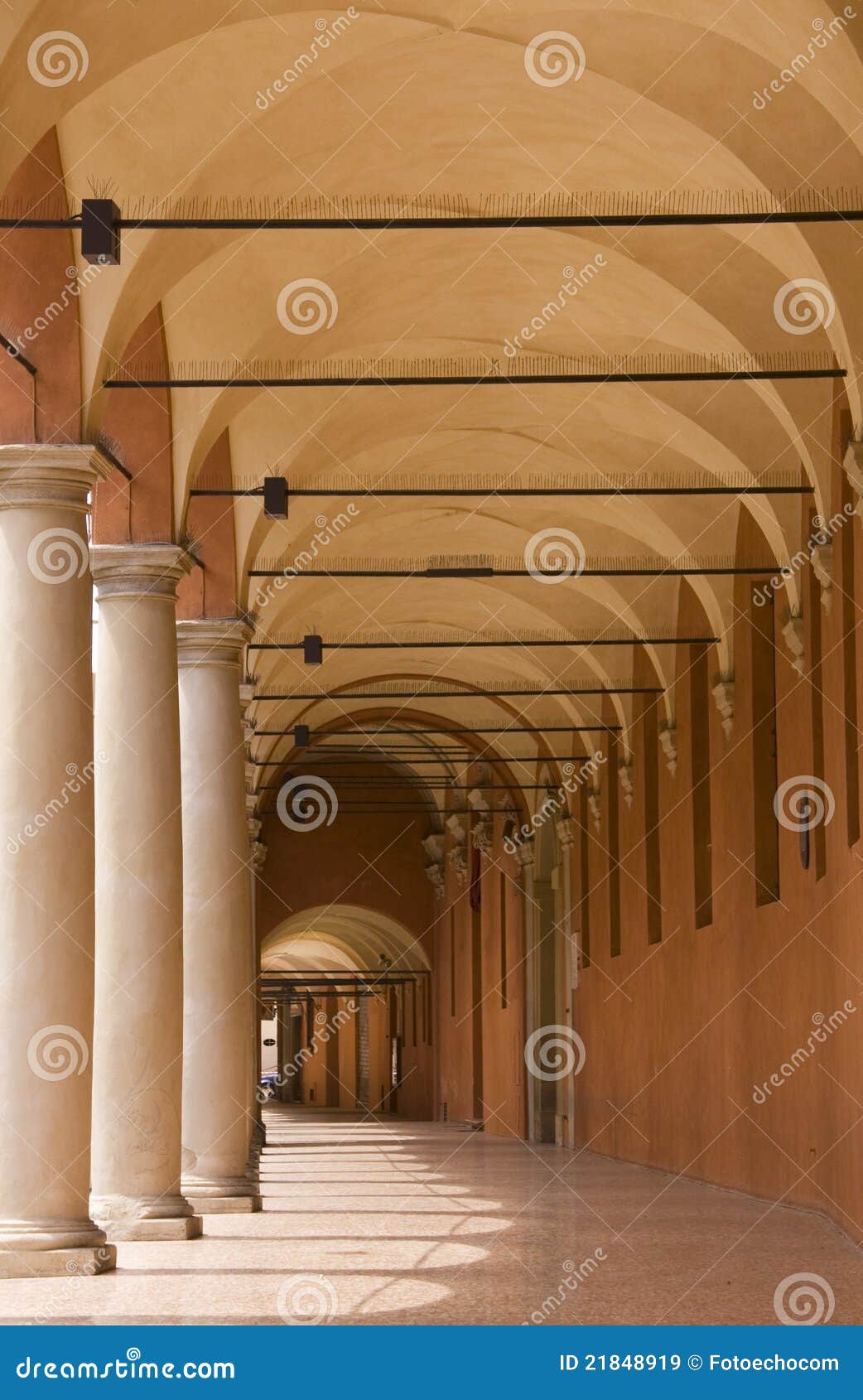 Medieval Portico with Columns in Bologna Stock Image - Image of ...