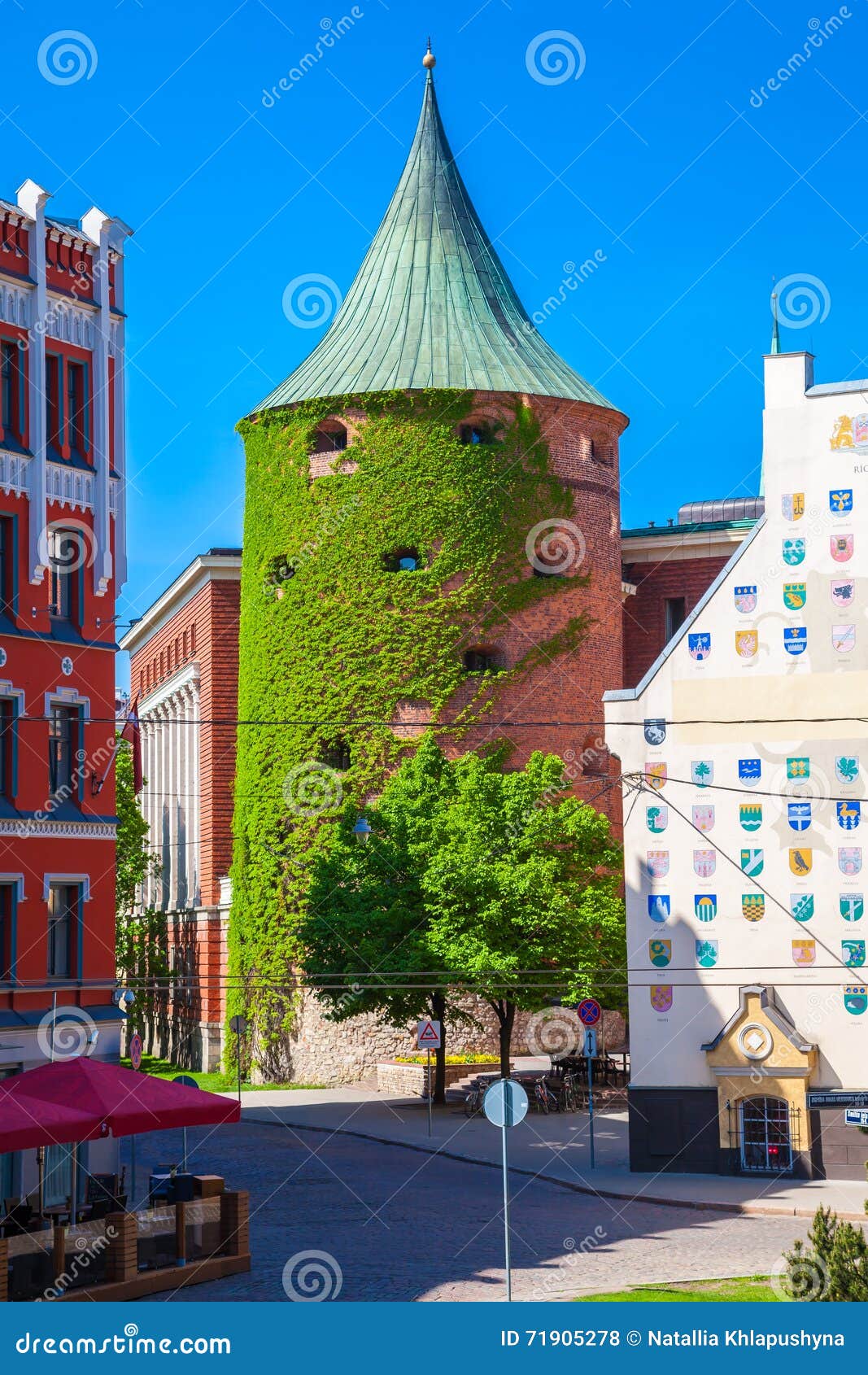 Medieval Powder Tower in Riga, Latvia Editorial Stock Photo - Image of ...