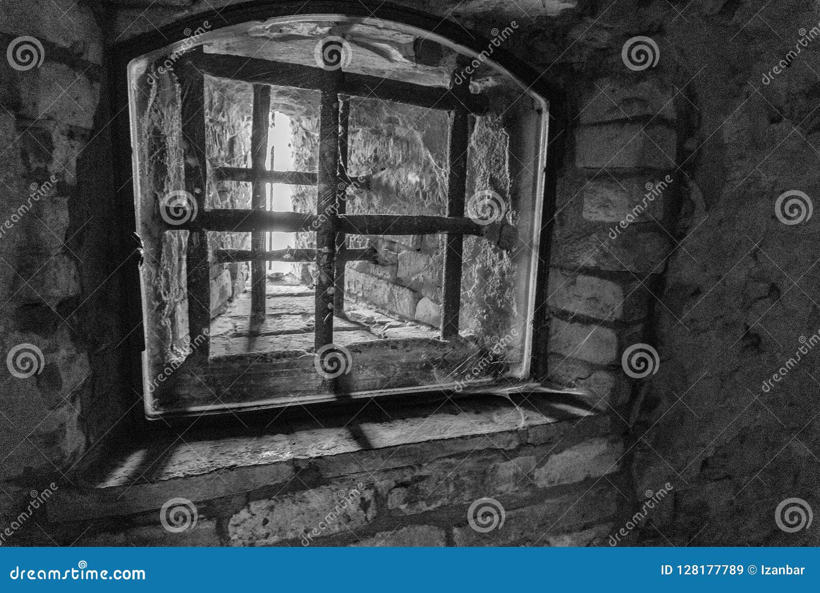 Medieval Prison Chains For Prisoners In Front Of Stone Wall Royalty ...