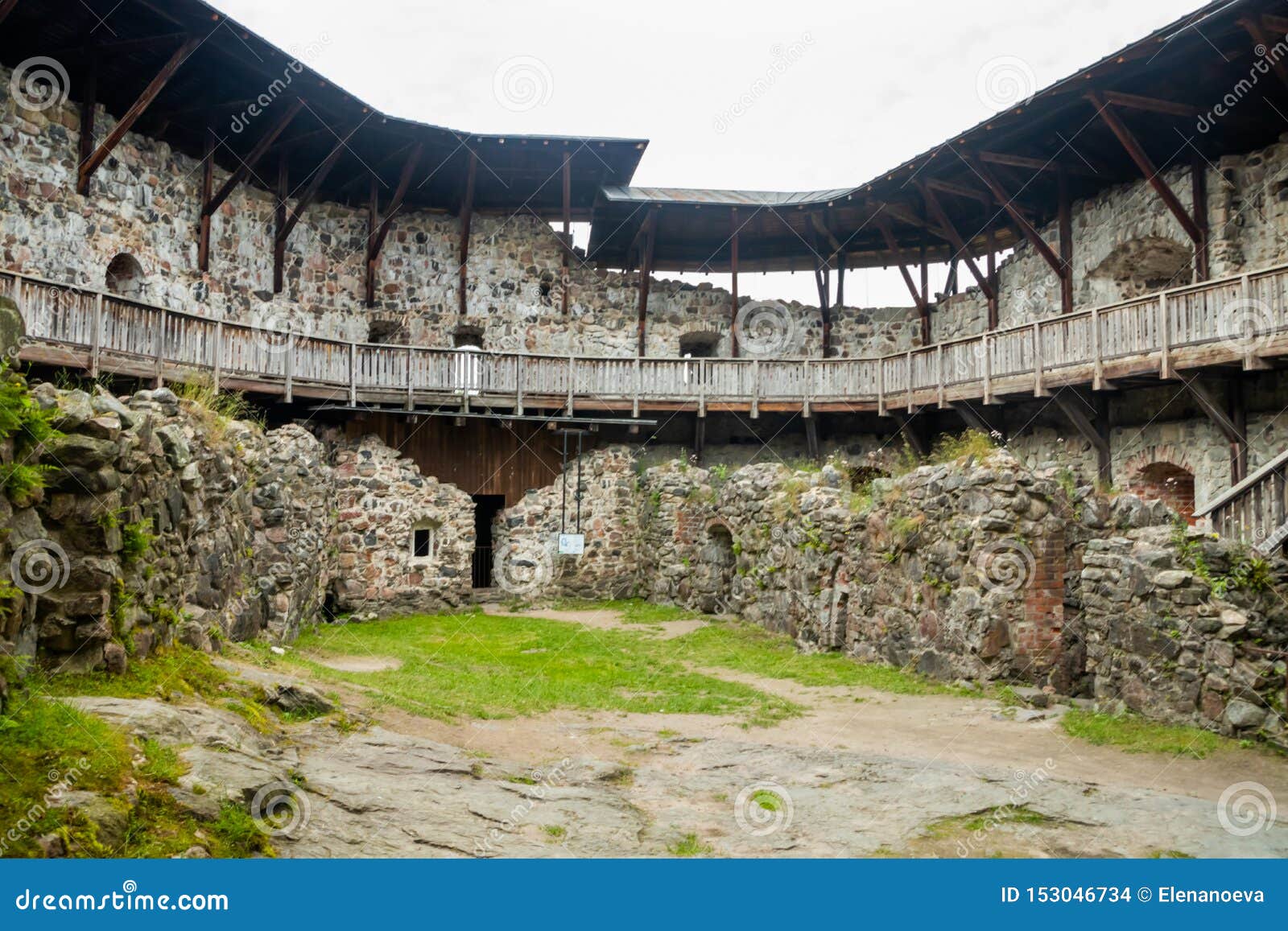 Medieval Raseborg Castle Courtyard on a Rock in Finland at Summer Stock ...