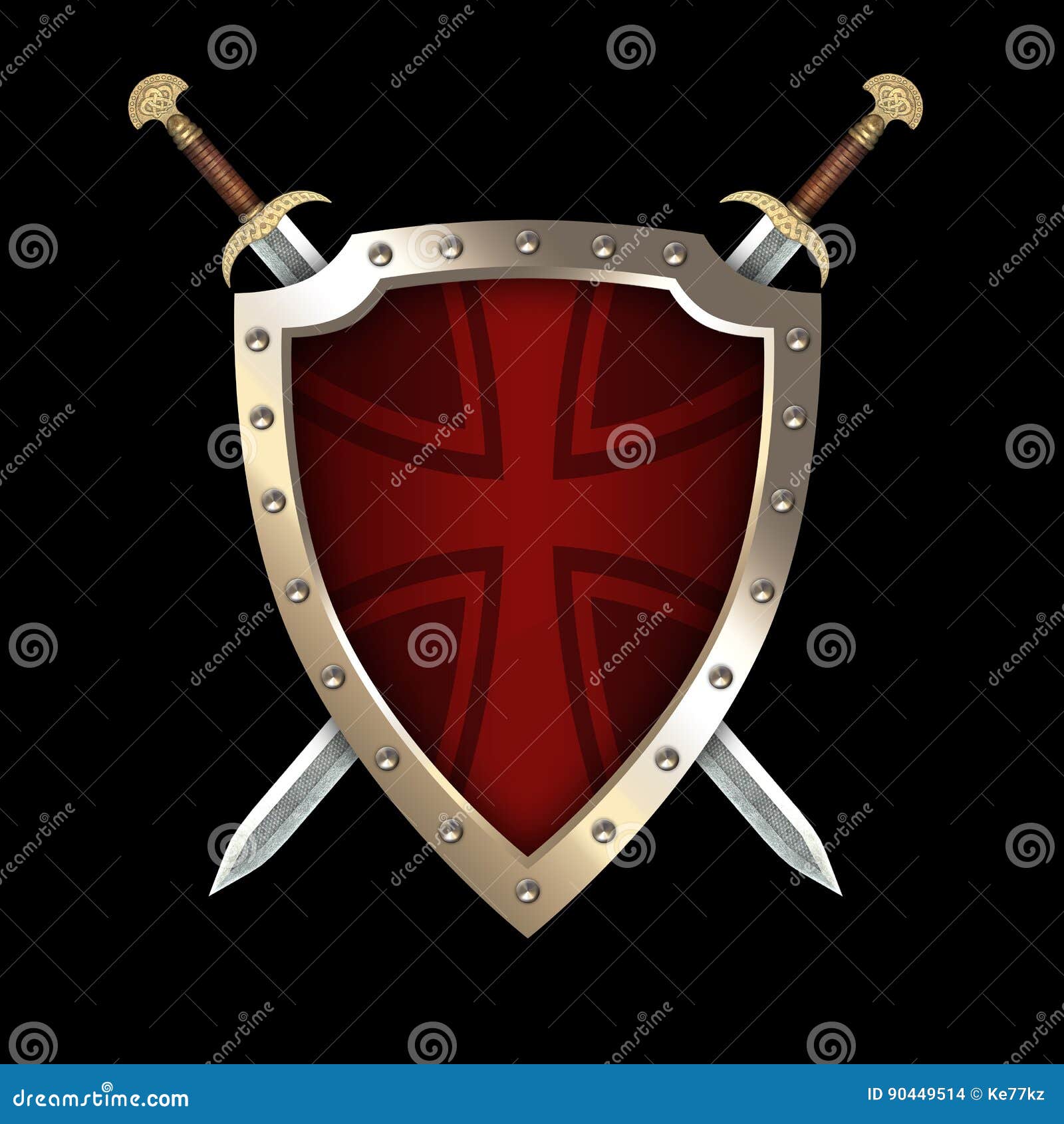 Medieval Riveted Shield with Two Swords. Stock Illustration ...