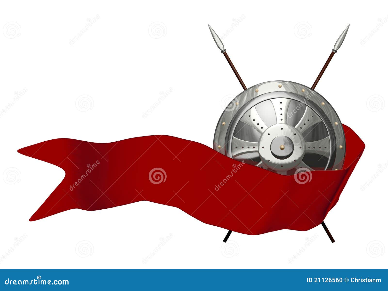 Medieval Round Shield with Red Banner Stock Illustration - Illustration ...