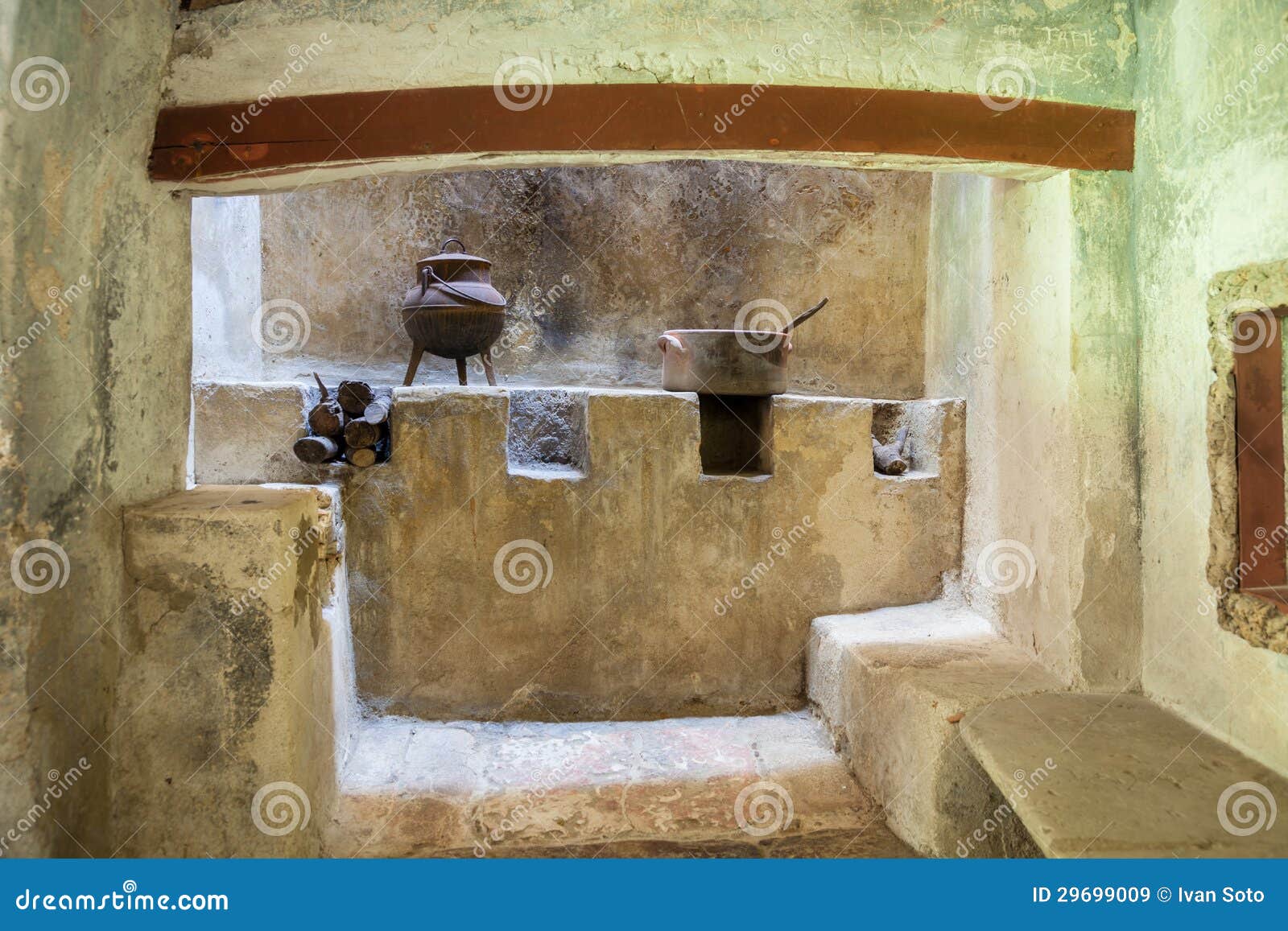 Medieval Rustic Kitchen with Fireplace Stock Image - Image of rustic ...