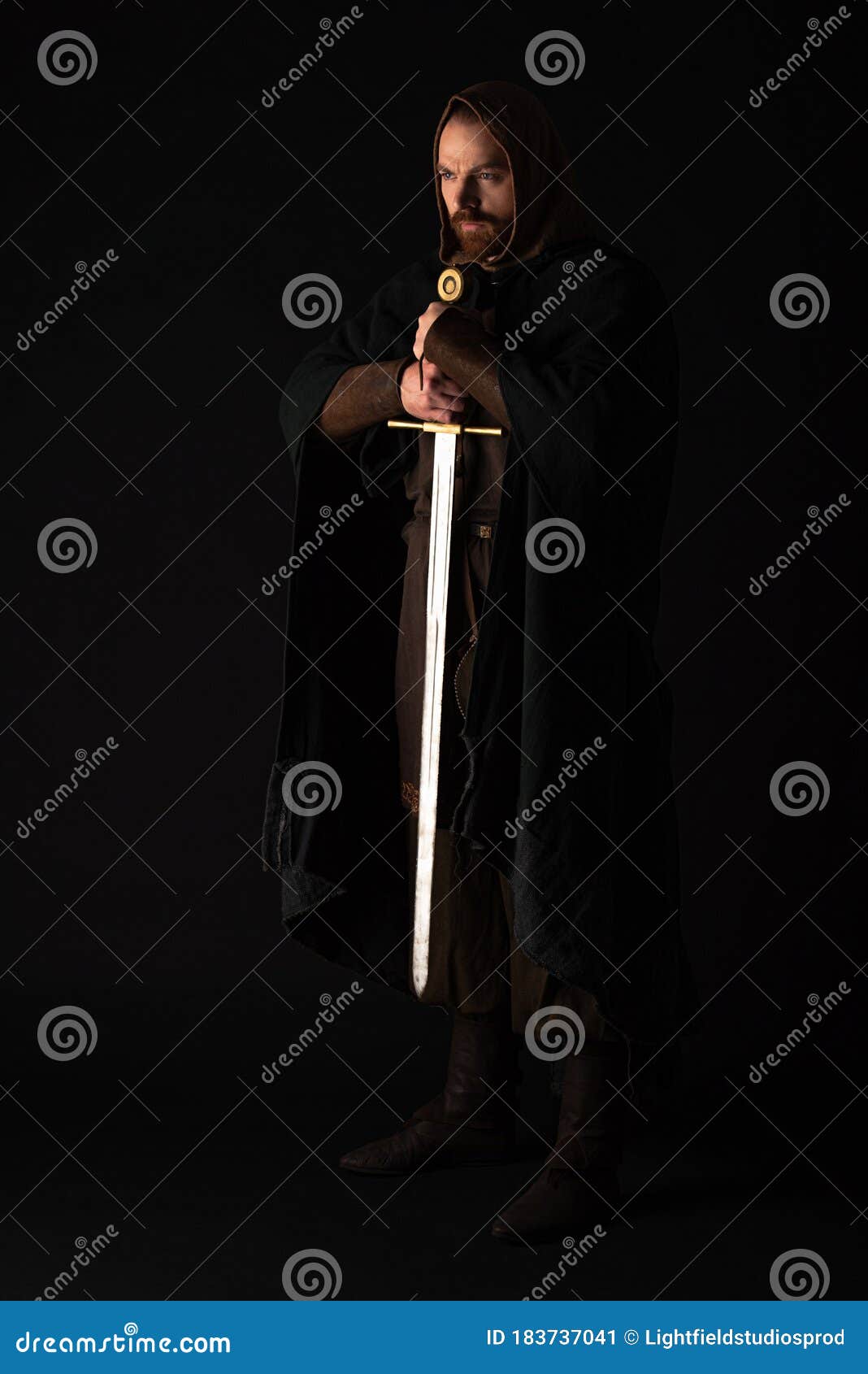 Medieval Scottish Man in Mantel with Stock Image - Image of handsome ...