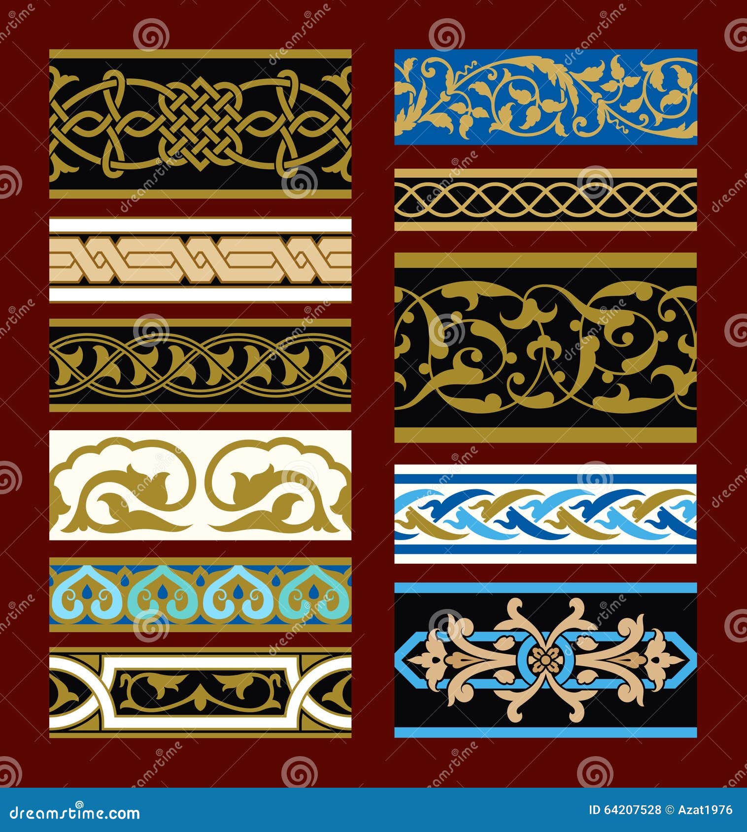 Medieval Seamless Borders Set Stock Vector - Illustration of classic ...