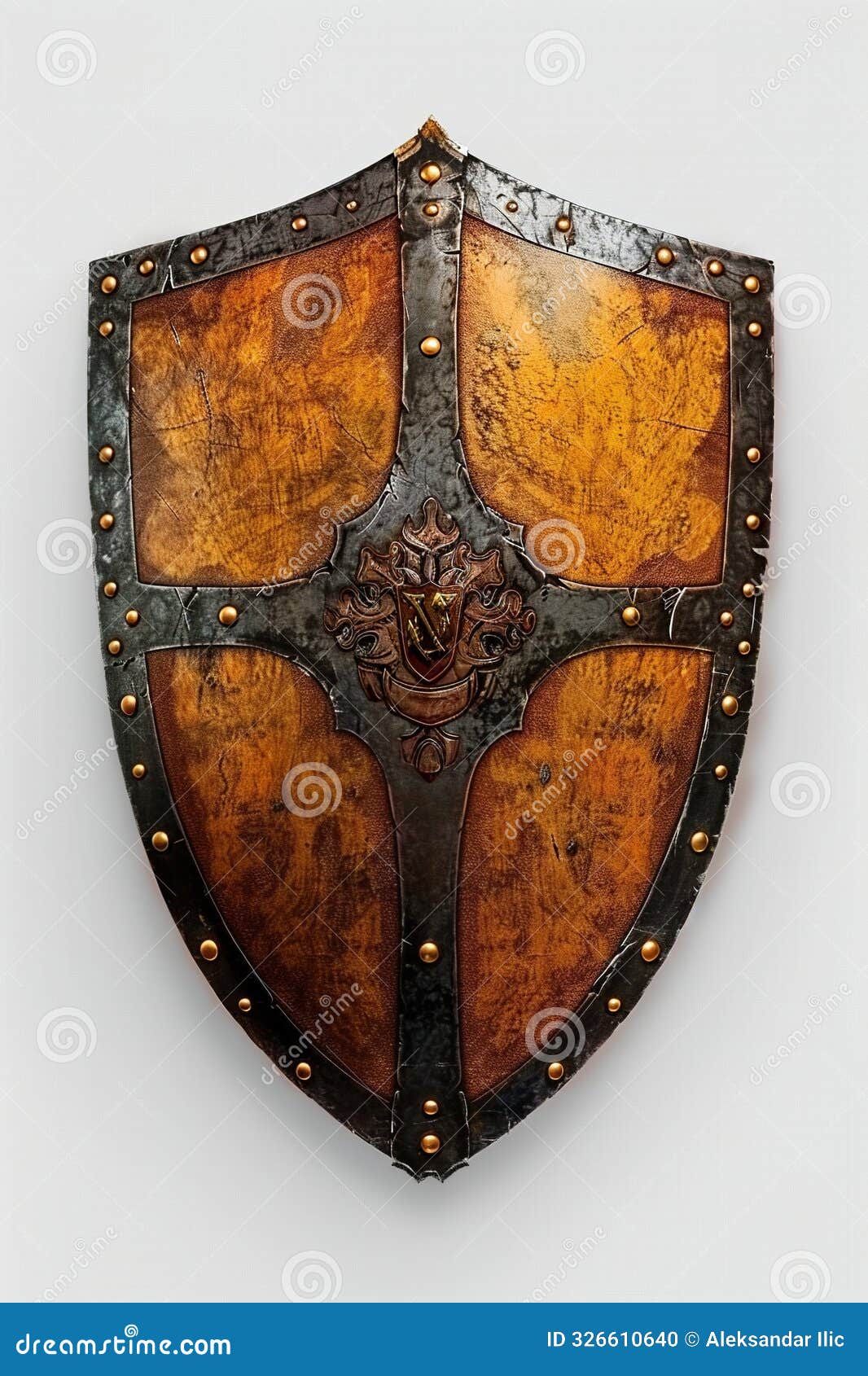 Medieval Shield of a High Ranked Knight Isolated on White Background ...