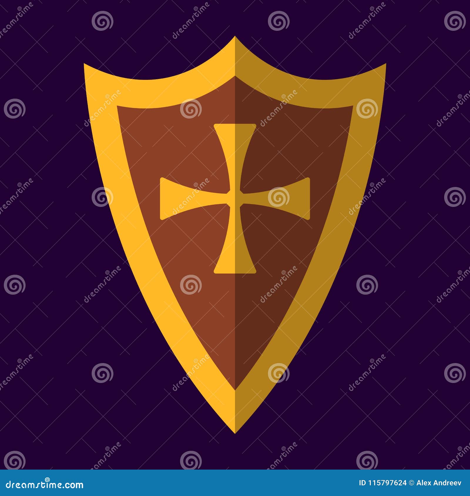 Medieval Shield Icon and Label. Flat Style Stock Vector - Illustration ...
