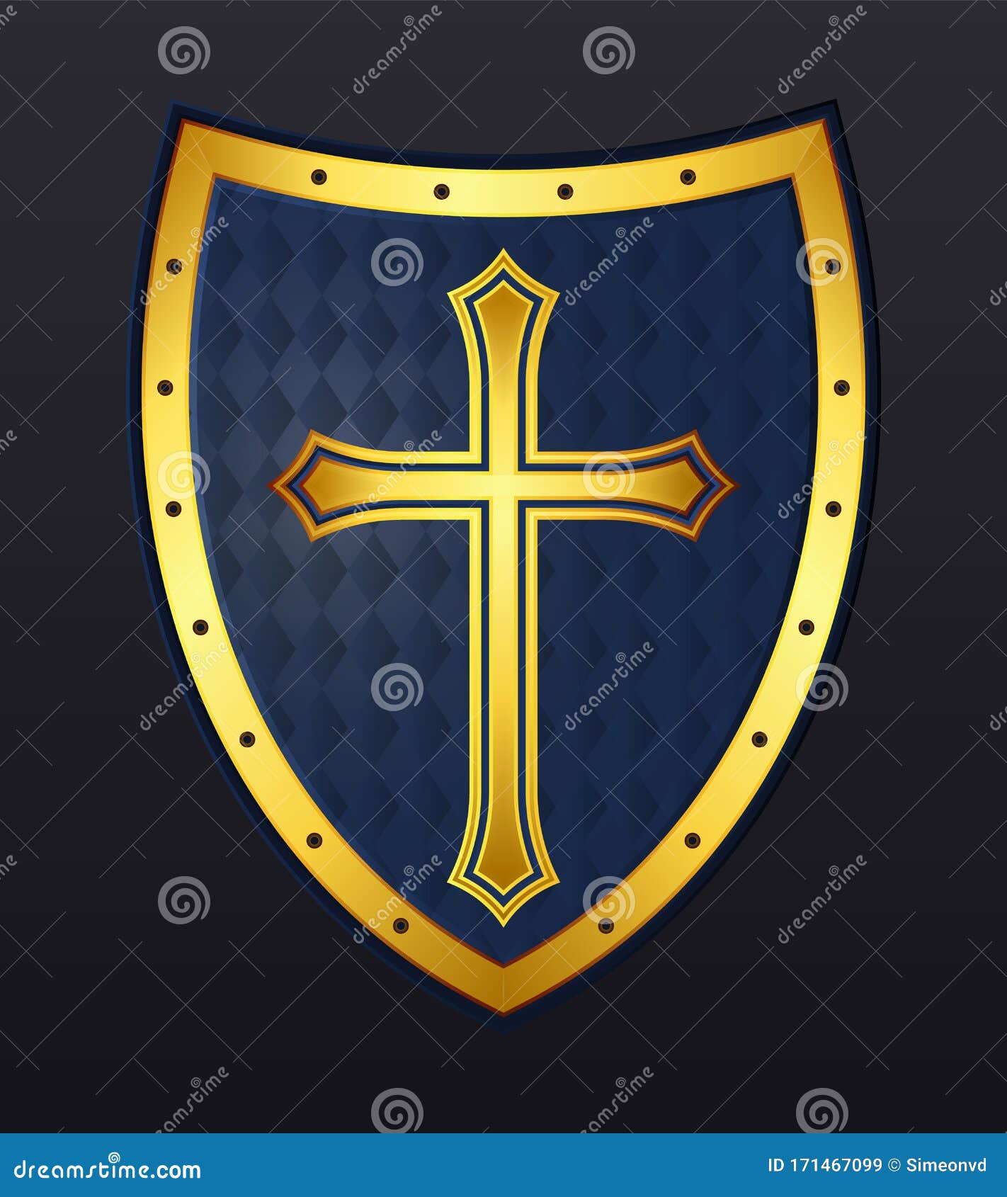Medieval Shield of Knight with Cross. Design Elements Stock Vector ...