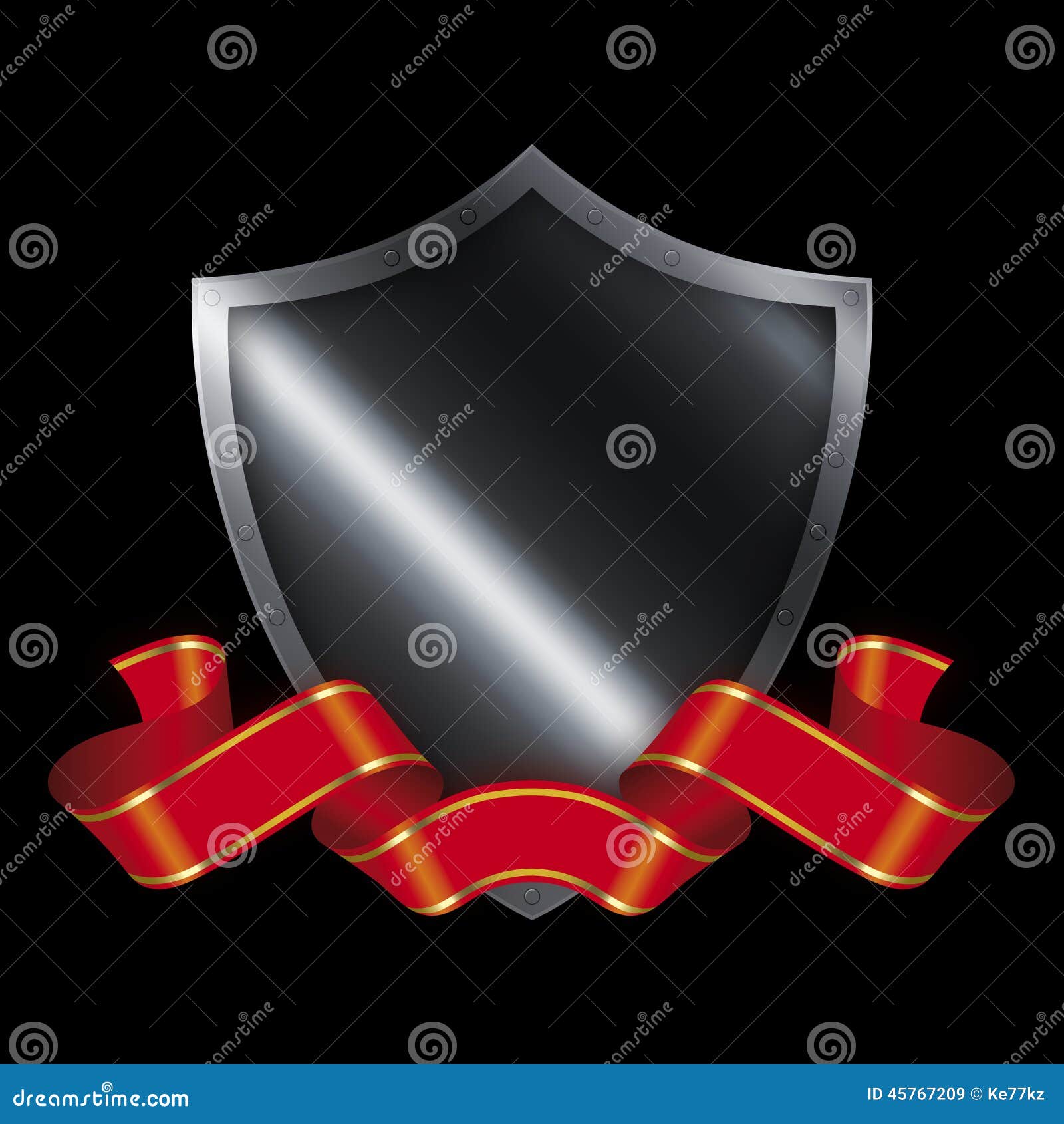 Medieval Shield and Red Ribbon. Stock Illustration - Illustration of ...