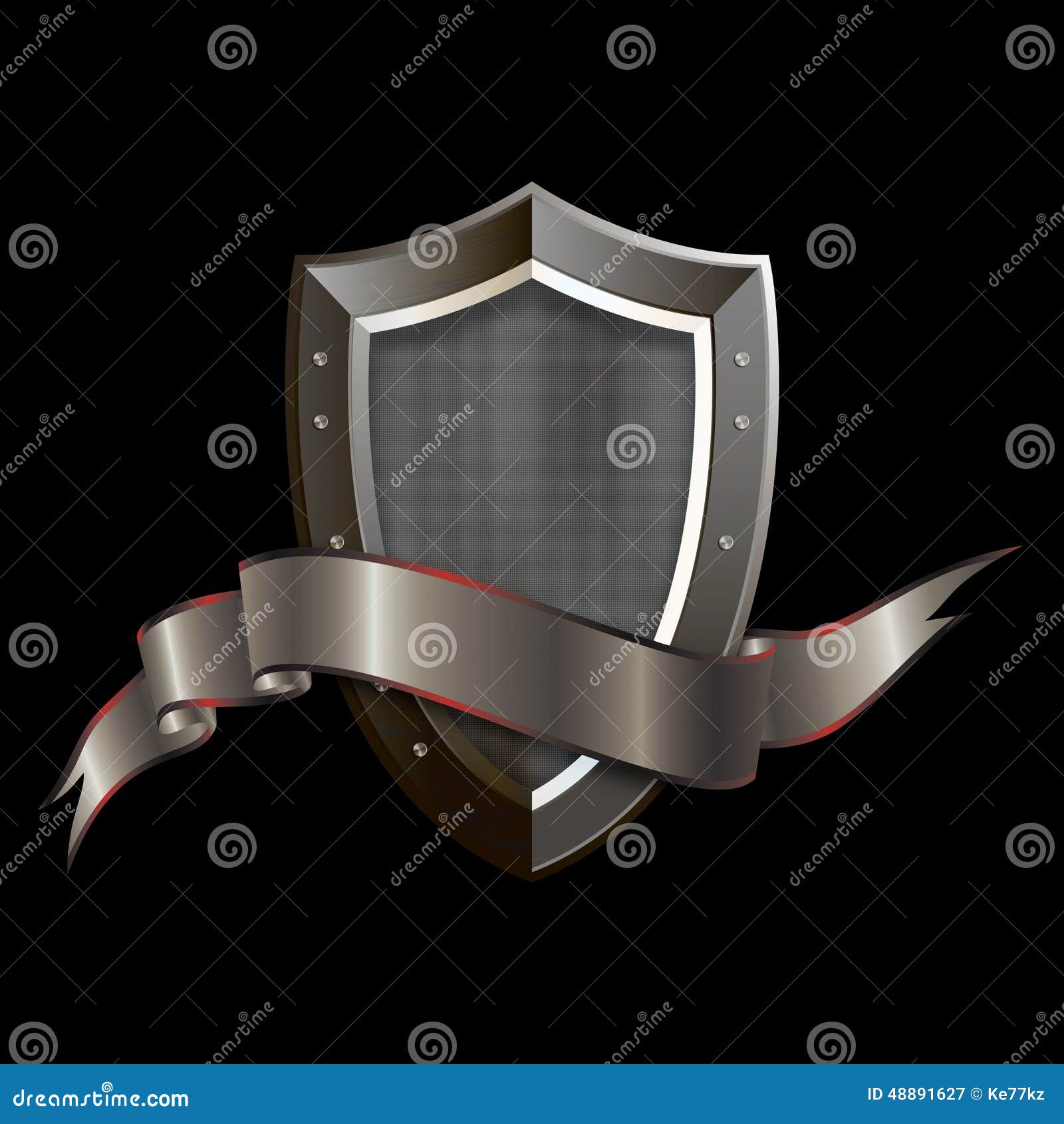 Medieval Riveted Shield With Sword And Ribbon. Royalty-Free Stock ...
